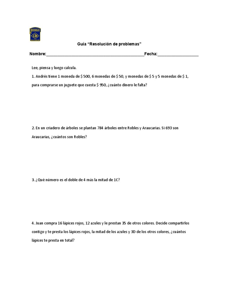 Resolución de Problemas 5° | PDF | Sustracción