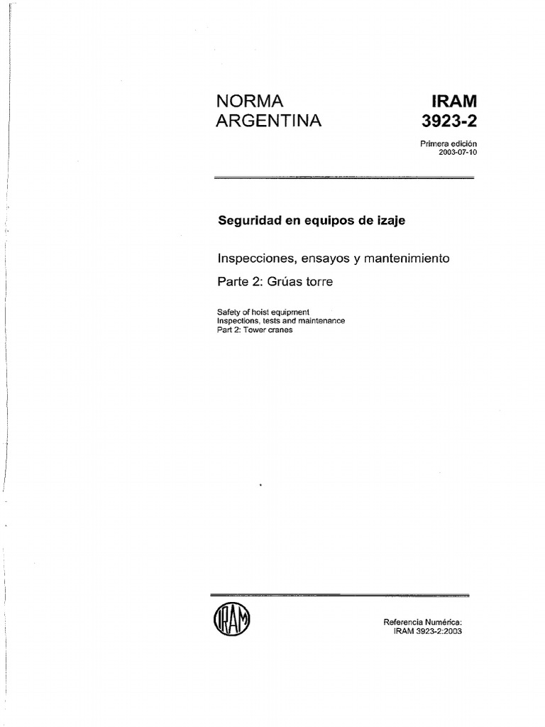 IRAM.3923-2.2003 Gruas Torres | PDF