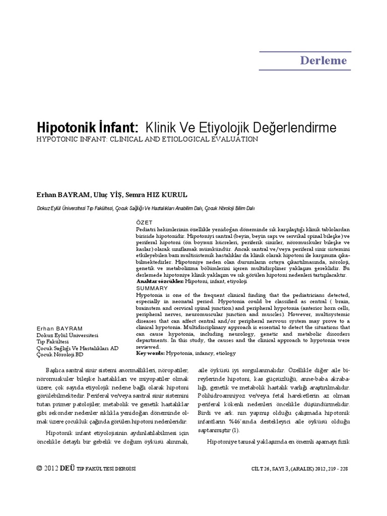 Hipotonik - Nfant - Klinik Ve Etiyolojik de - Erlendirme (#63543 ...