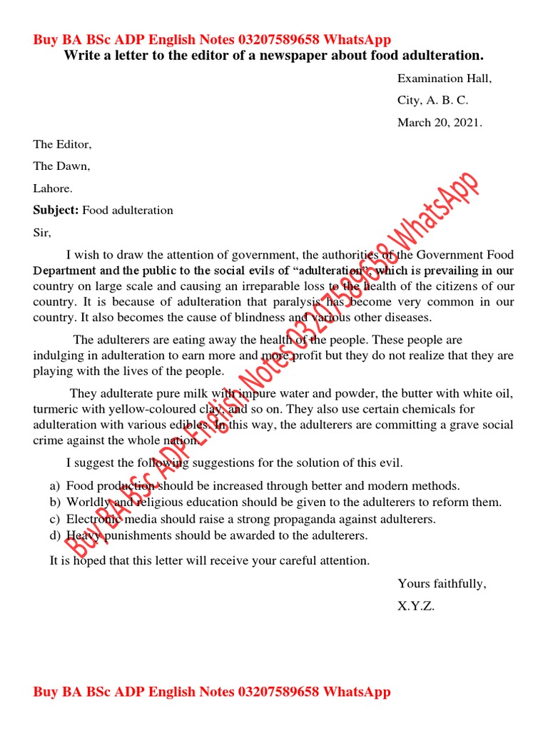 BA ADA Part 2 English Letters Notes | PDF