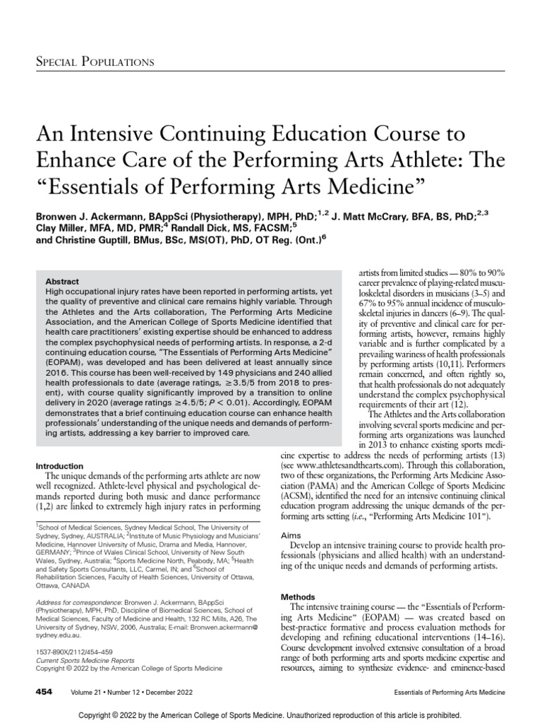 Ackerman Et Al 2022 An Intensive Continuing Education Course To Enhance ...