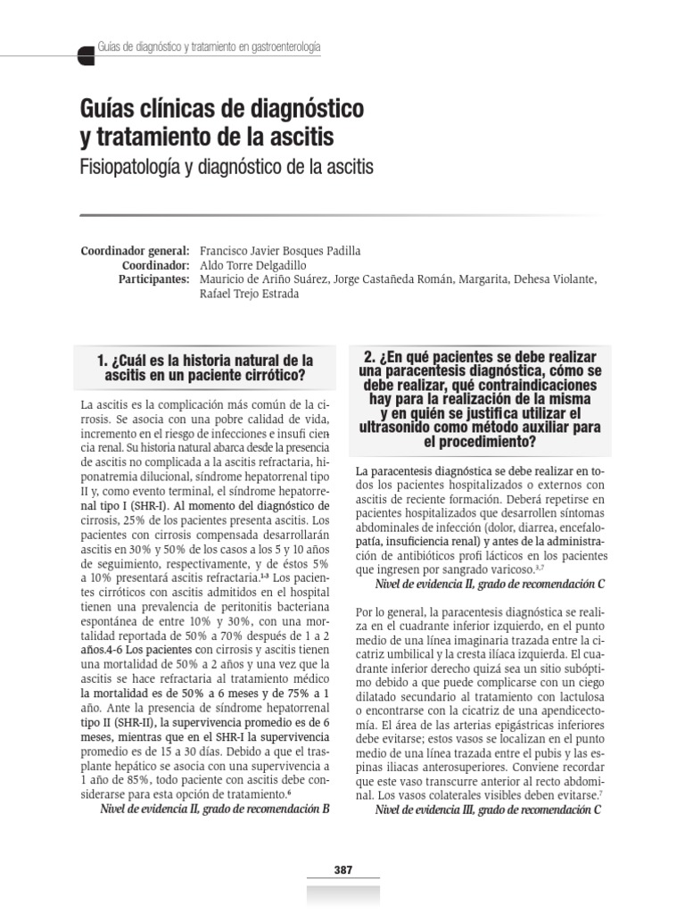 Guias Ascitis 2009 Pdf Potasio Química