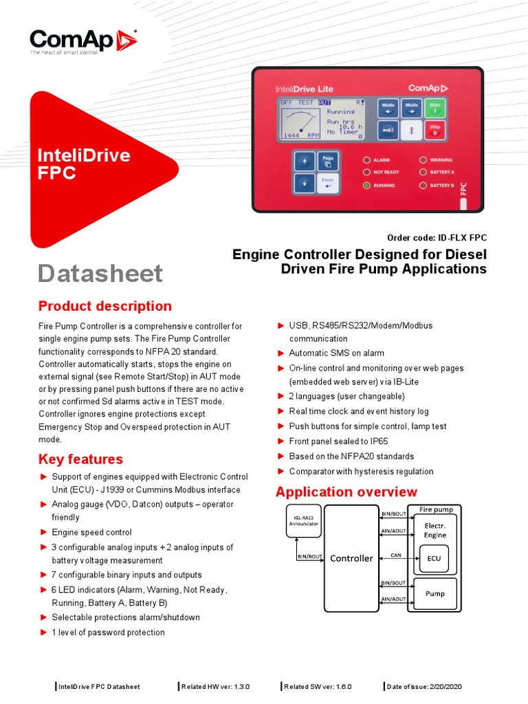 InteliDrive FPC Fire Pump Controller | PDF | Power Supply | Voltage