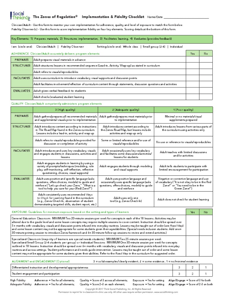 Fidelity-Checklist Zones | Download Free PDF | Learning | Curriculum