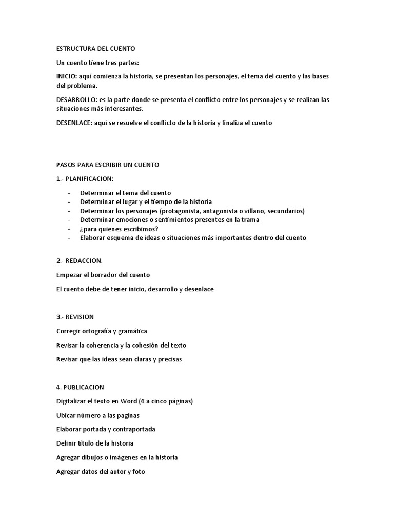 Estructura y Pasos Del Cuento | PDF