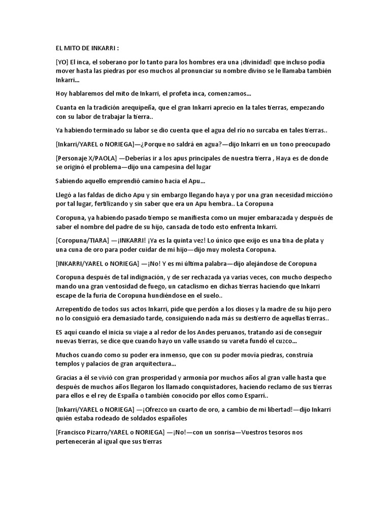 El Mito de Inkarri | PDF | Imperio Inca