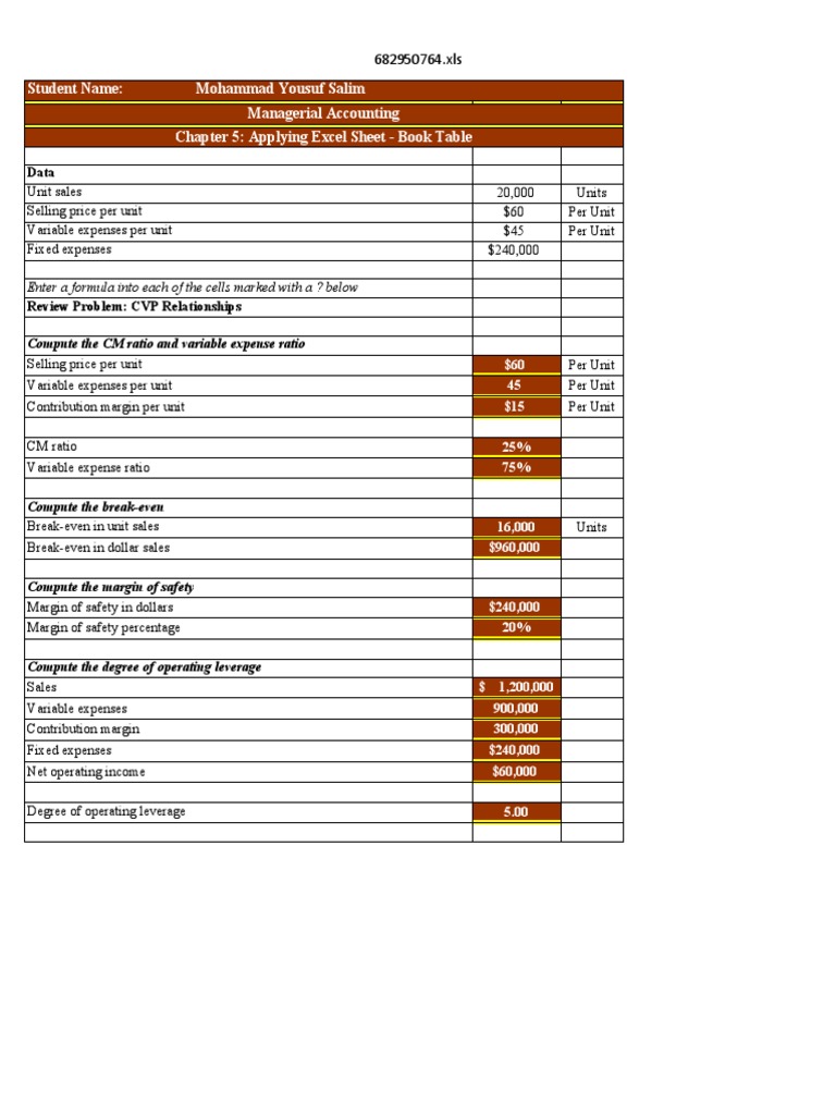 Chapter 5, Applying Excel Required 1 | PDF