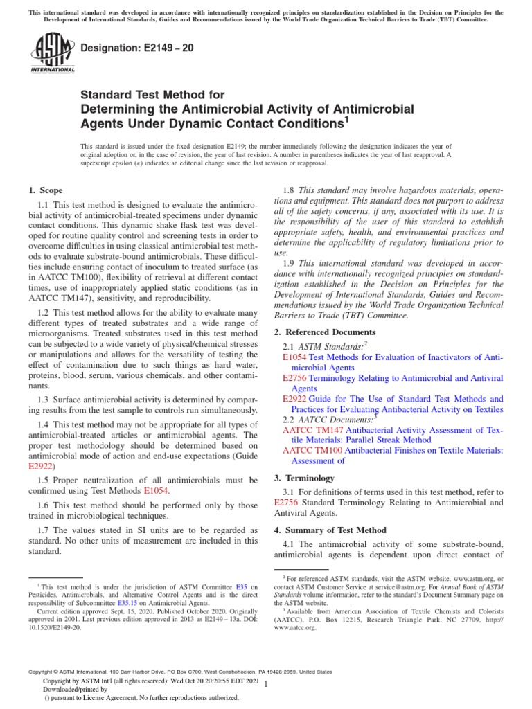 Astm 2 | PDF | Colony Forming Unit | Antimicrobial