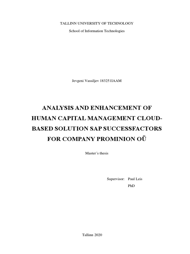 Analysis and Enhancement of Human Capital Management Cloud-Based ...