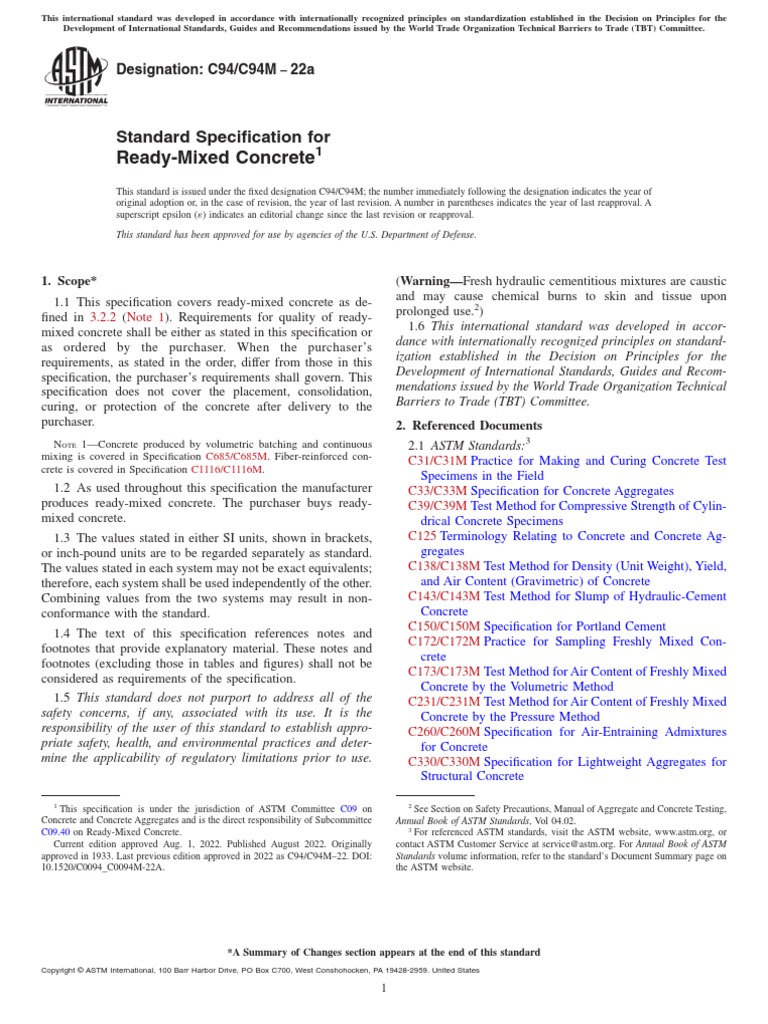 Astm C94 | PDF | Concrete | Cement