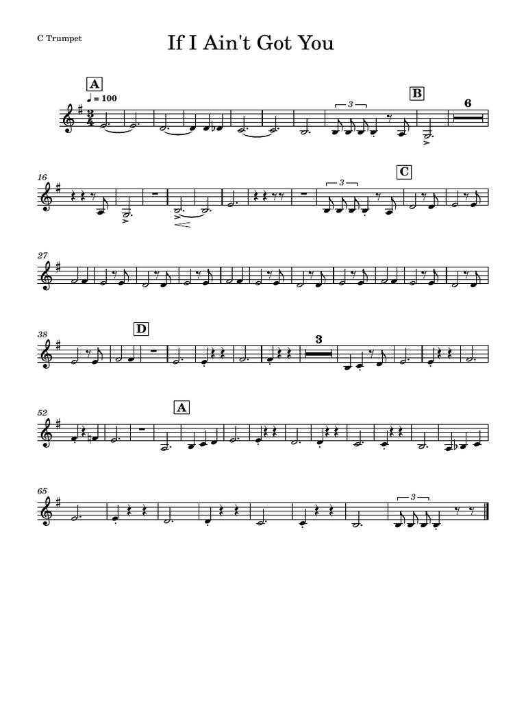 "If I Ain't Got You Trumpet Sheet Music" | PDF