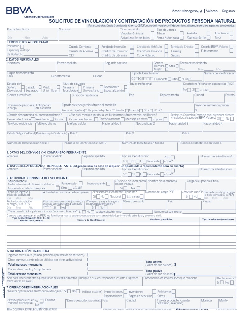 Formulario Bbva Enero 2023 | PDF