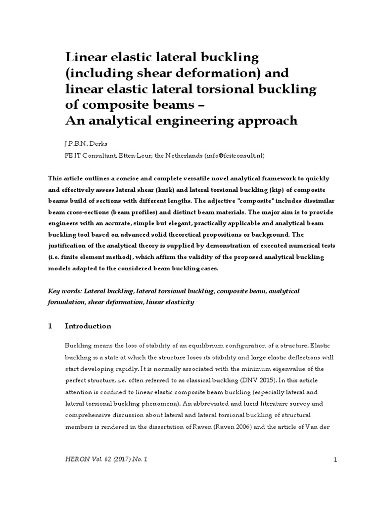 2017 Linear Elastic Lateral Buckling & Linear Elastic Lateral Torsional Buckling-Derks | PDF ...