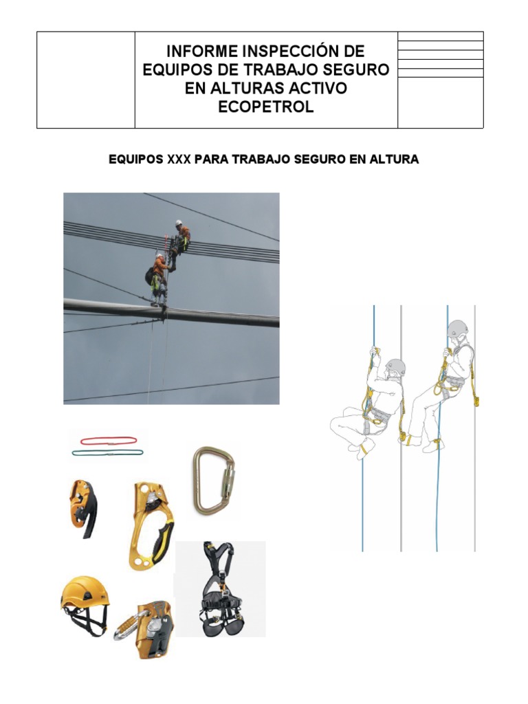 Informe Inspeccion Equipo de Altura | PDF | Equipo deportivo | Equipo