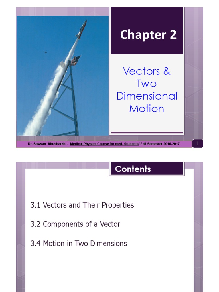 Chapter 2 Vectors and Two Dim Motion - Gen - Med - All Sections | PDF | Euclidean Vector ...