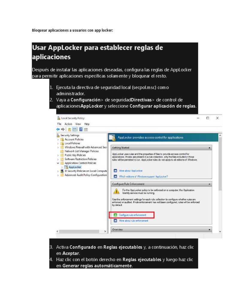 Bloquear Aplicaciones A Usuarios Con App Locker | PDF