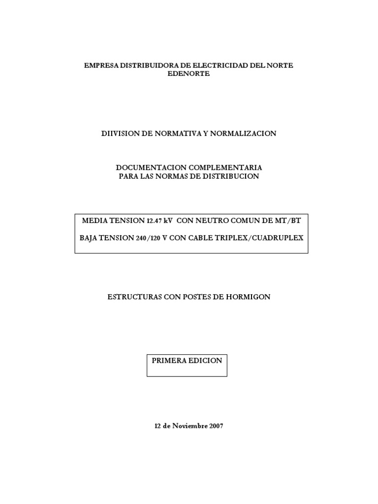 Normas Distribucion Redes Media Tension - Documentación-Complementaria | PDF