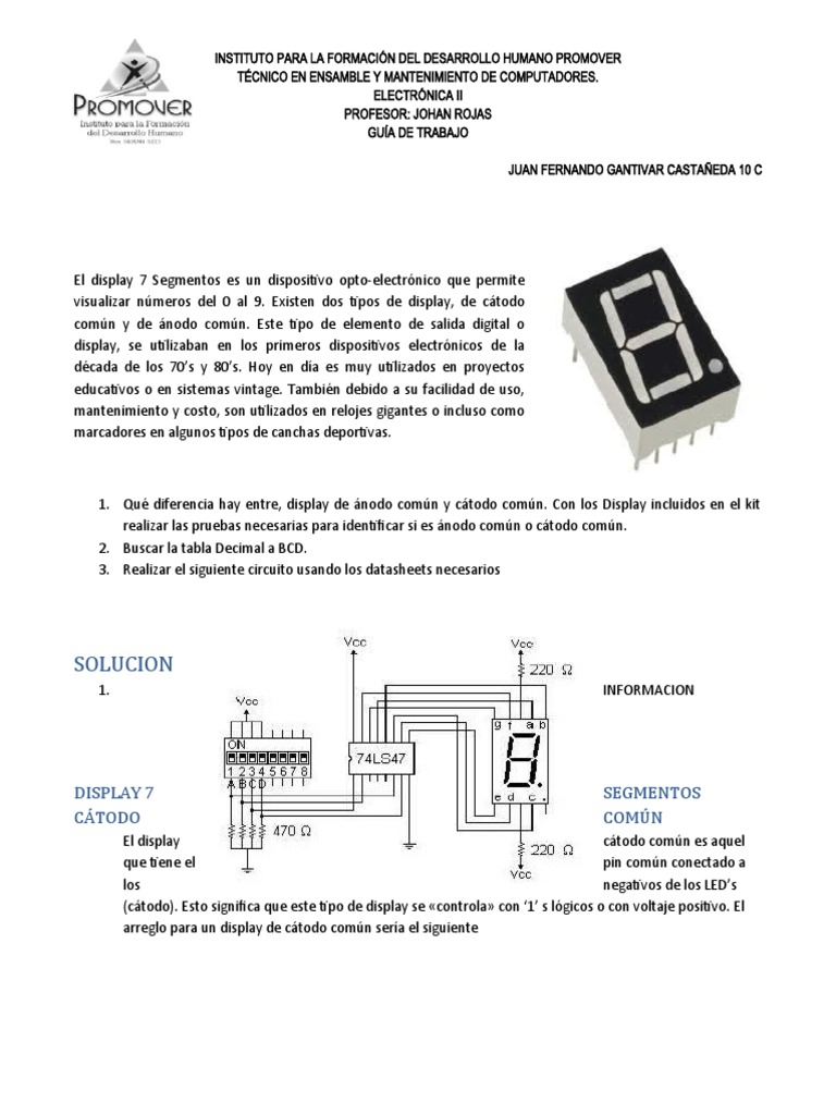 Practica Display 7 Segmentos | PDF | Electrónica | Microcontrolador