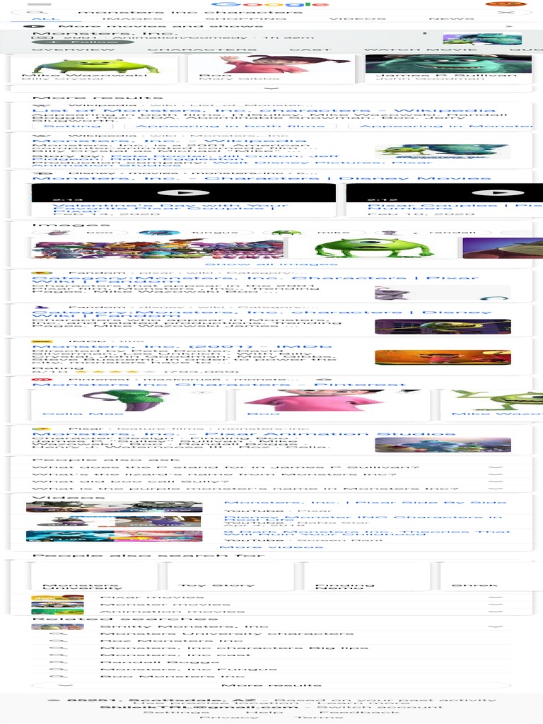 Monsters Inc Characters - Google Search | PDF | Pixar