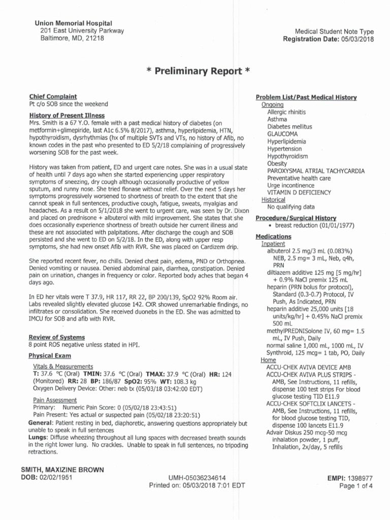 Last Patient Note | PDF