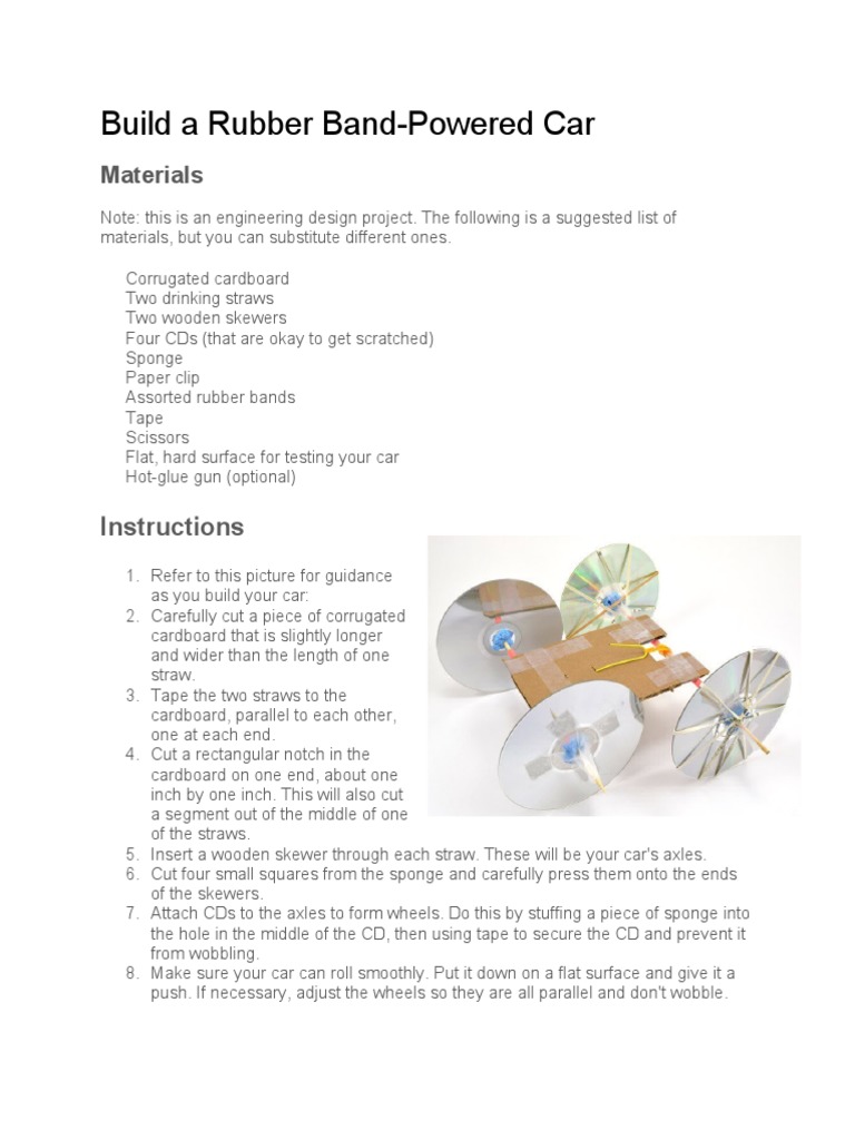Build a Rubber Band-Powered Car | PDF | Wheel | Manufactured Goods