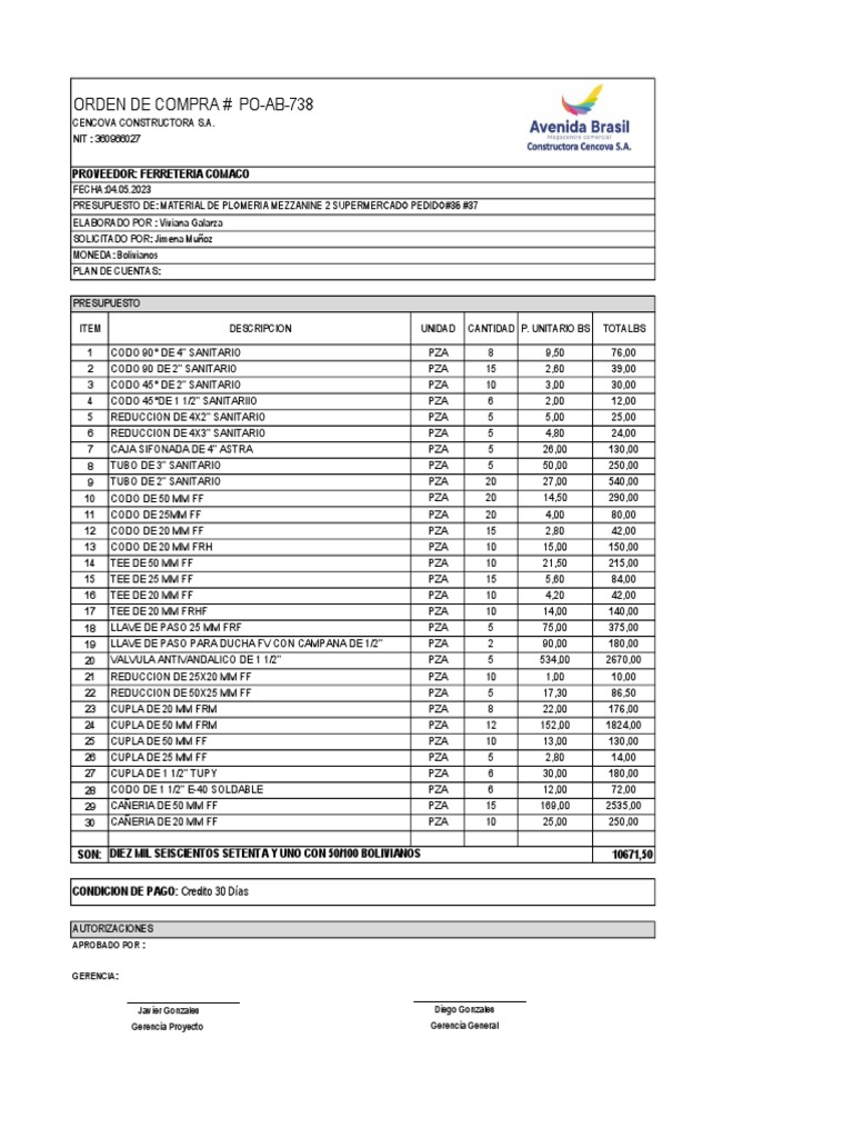 Po-Ab-738 Ferreteria Comaco | PDF