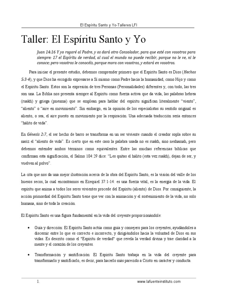 El Espiritu Santo Y Yo Pdf Espíritu Santo Santificación