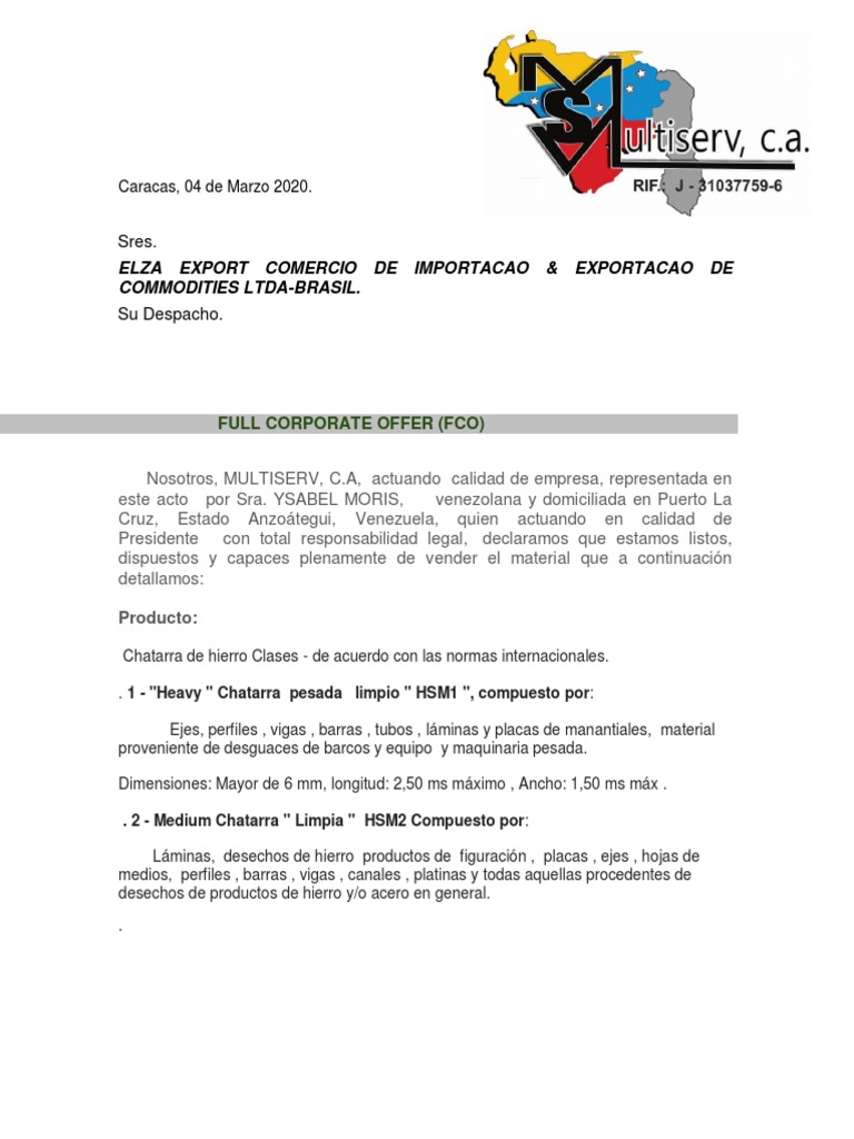 Oferta Elsa Export PDF | PDF