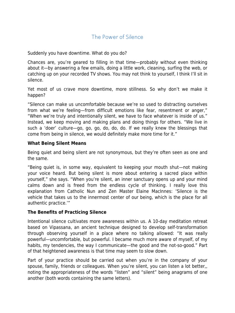 The Power of Silence | PDF