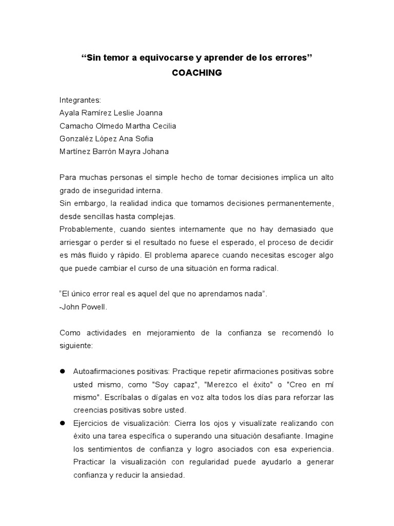 Sin Temor A Equivocarse y Aprender de Los Errores | PDF | Conceptos ...