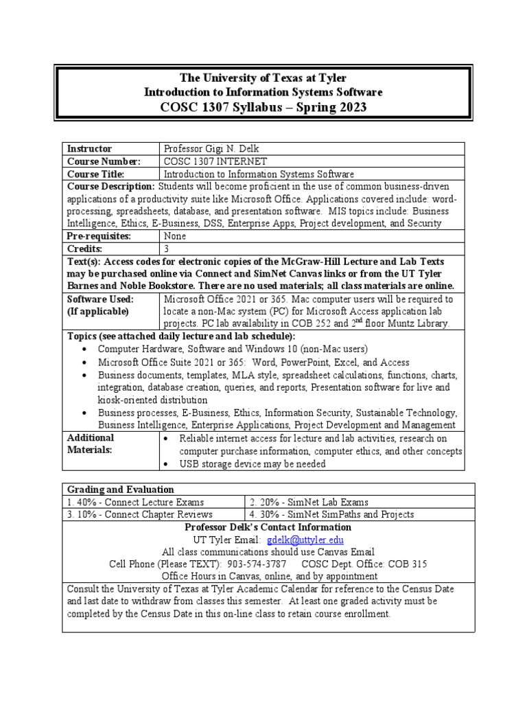 Spring 2023 Cosc 1307 Delk | PDF