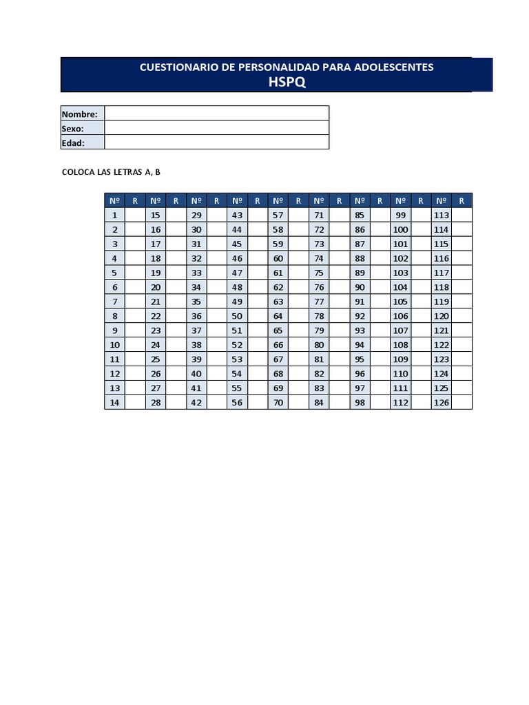 HSPQ - Hoja de Respuesta | PDF