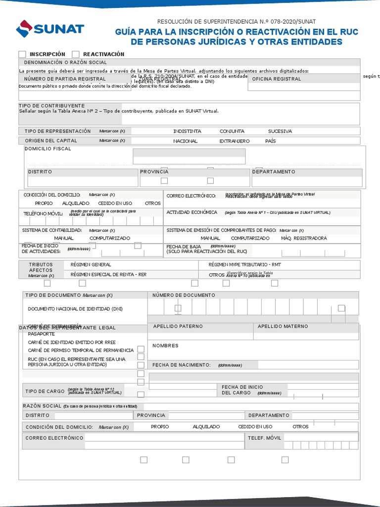 Guía para La Inscripción o Reactivación en El RUC de Personas Jurídicas ...