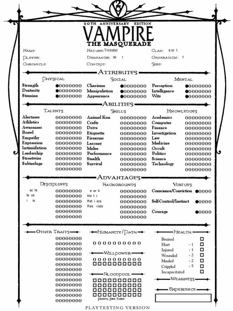 VTM Character Sheet | PDF