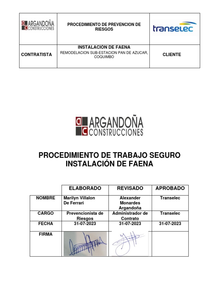 PTS Instalacion de Faena | PDF | Residuos | Camión