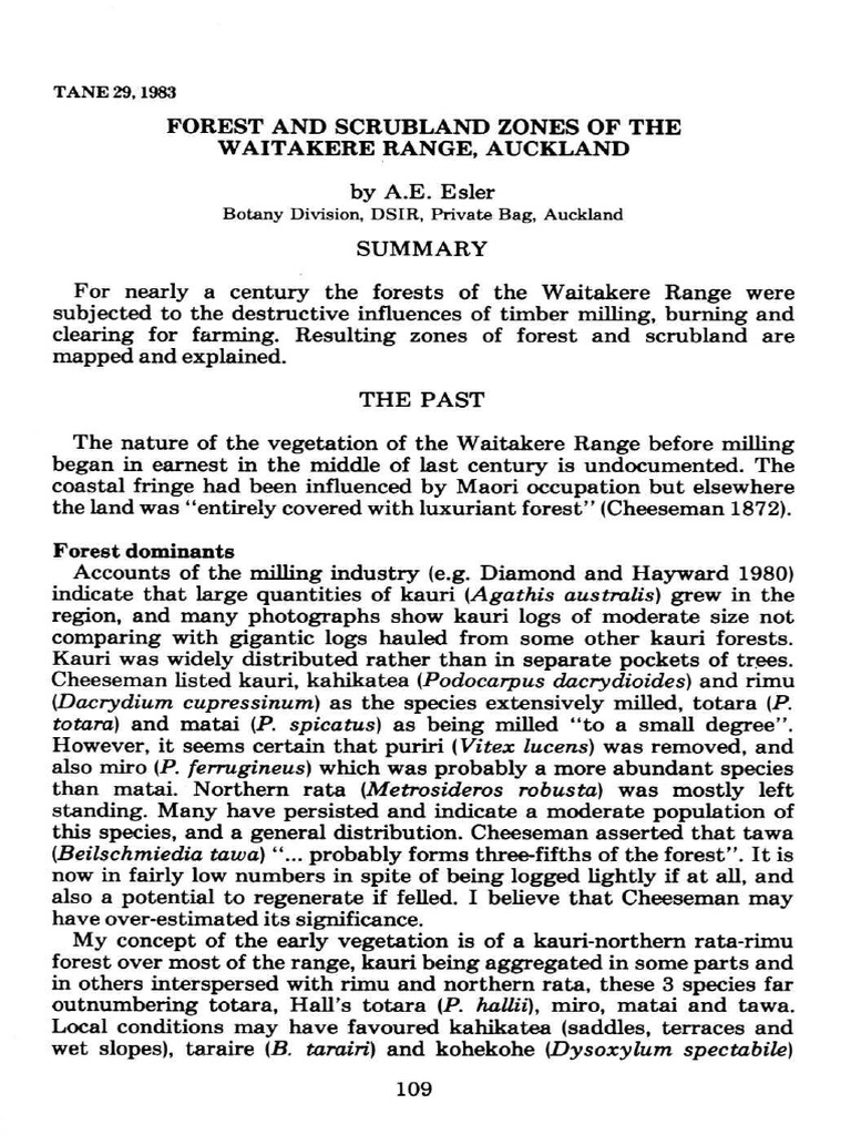 Alan Esler Forest and Scrubland Zones of The Waitakere | PDF | Trees ...