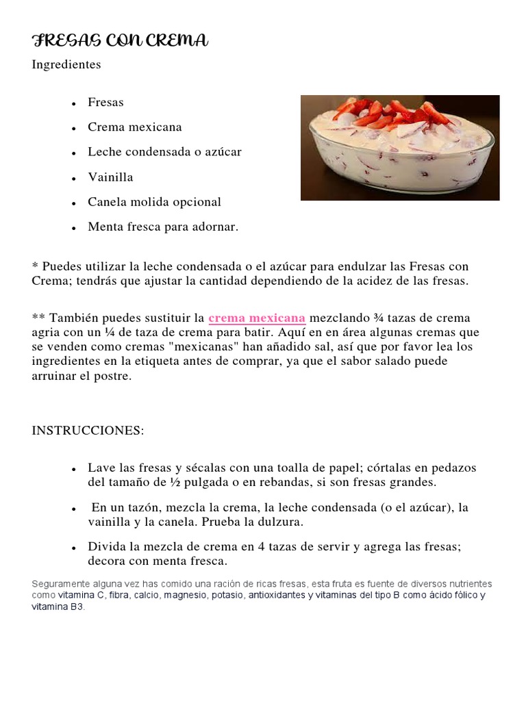 Fresas Con Crema | PDF