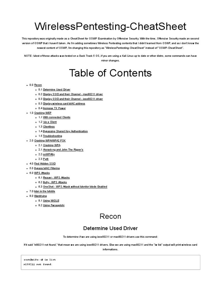 Wireless Pentesting Cheat Sheet 1686570233 | PDF | Security | Computer ...