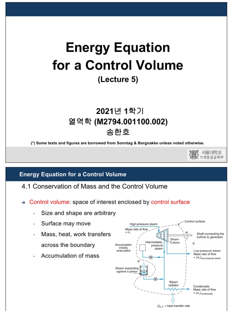 Lecture 5 Energy Equation For A Control Volume | PDF | Enthalpy | Gas ...