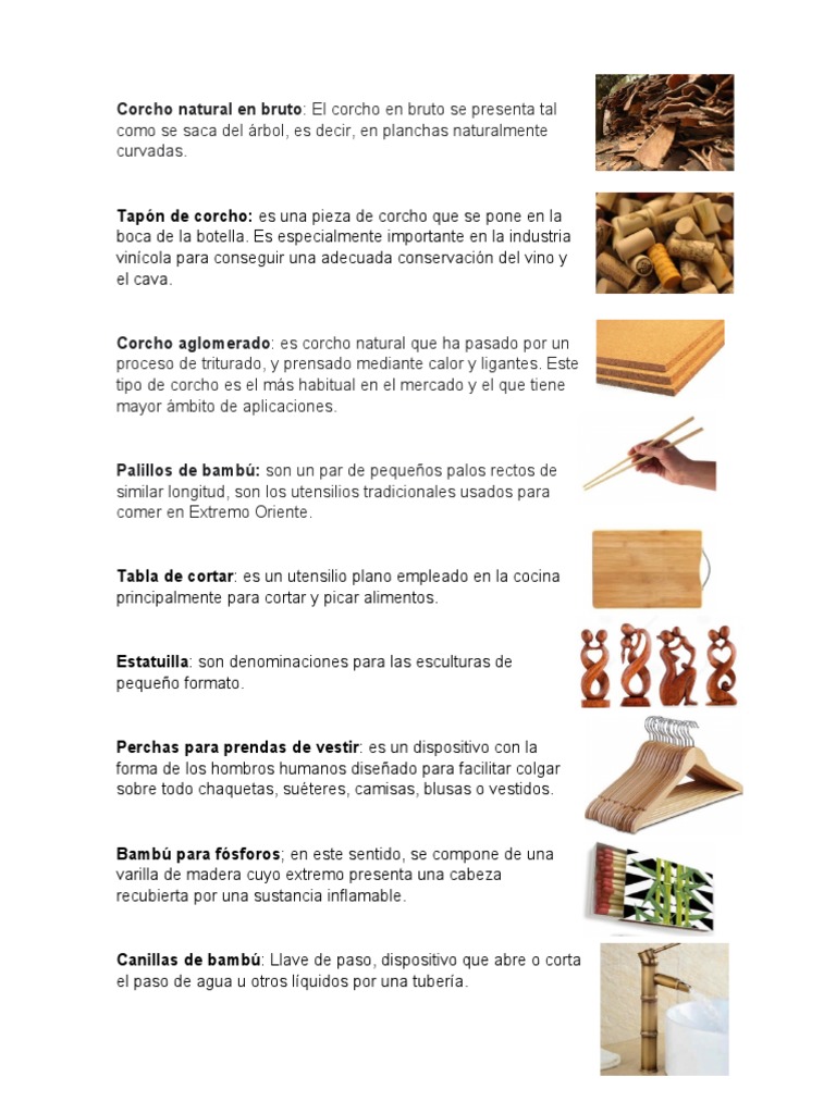 Corcho natural en bruto y sus usos | PDF | Cocina, comidas y vino ...
