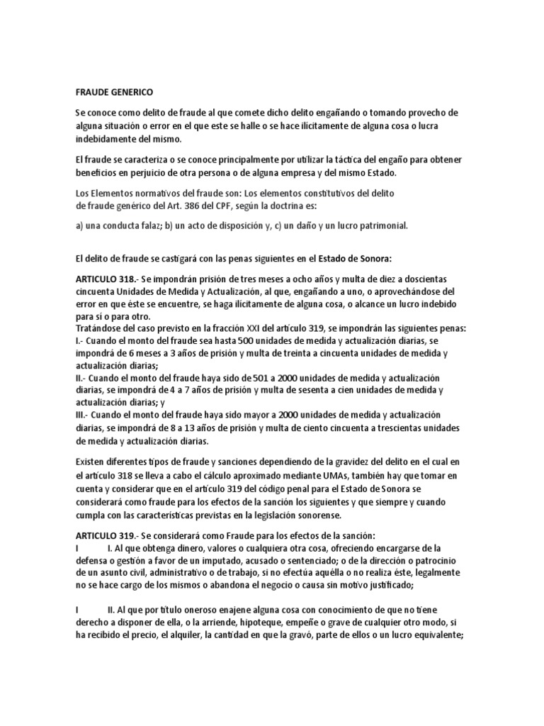 Fraude Generico | PDF | Derecho civil (sistema legal) | Justicia