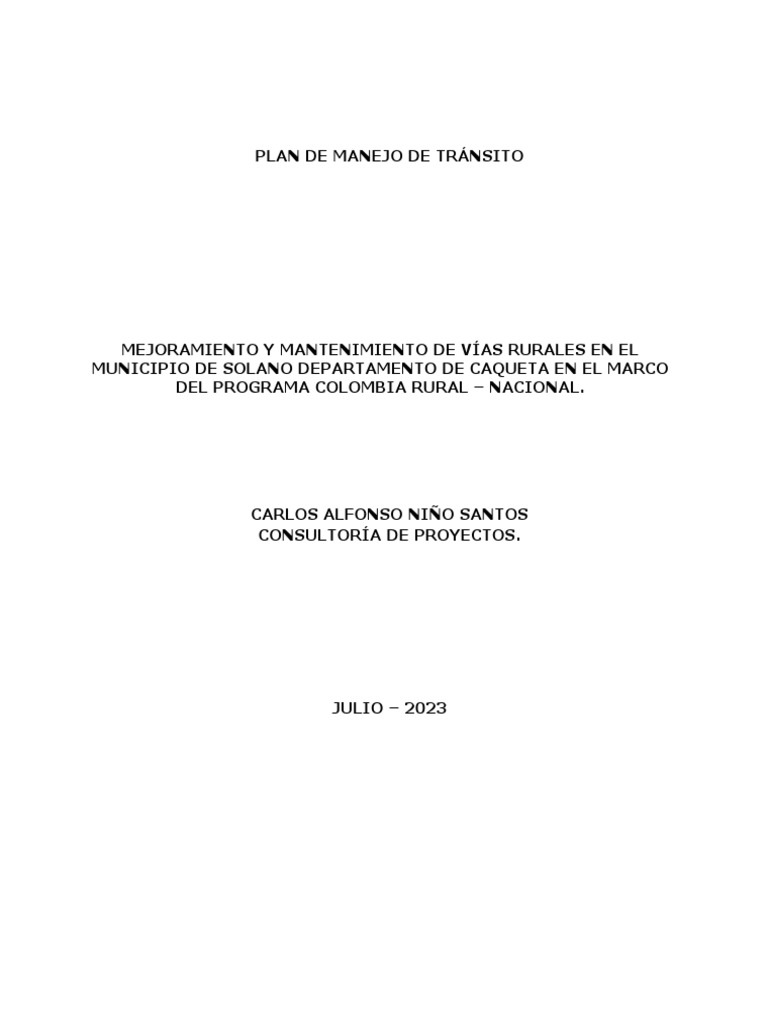 Plan de Manejo de Tránsito V2 | PDF | Color | Peatonal