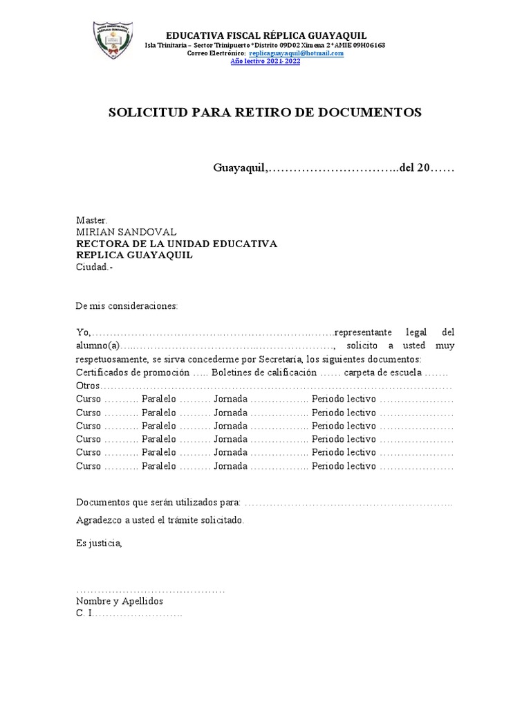 Solicitud de Retiro de Documentos | PDF