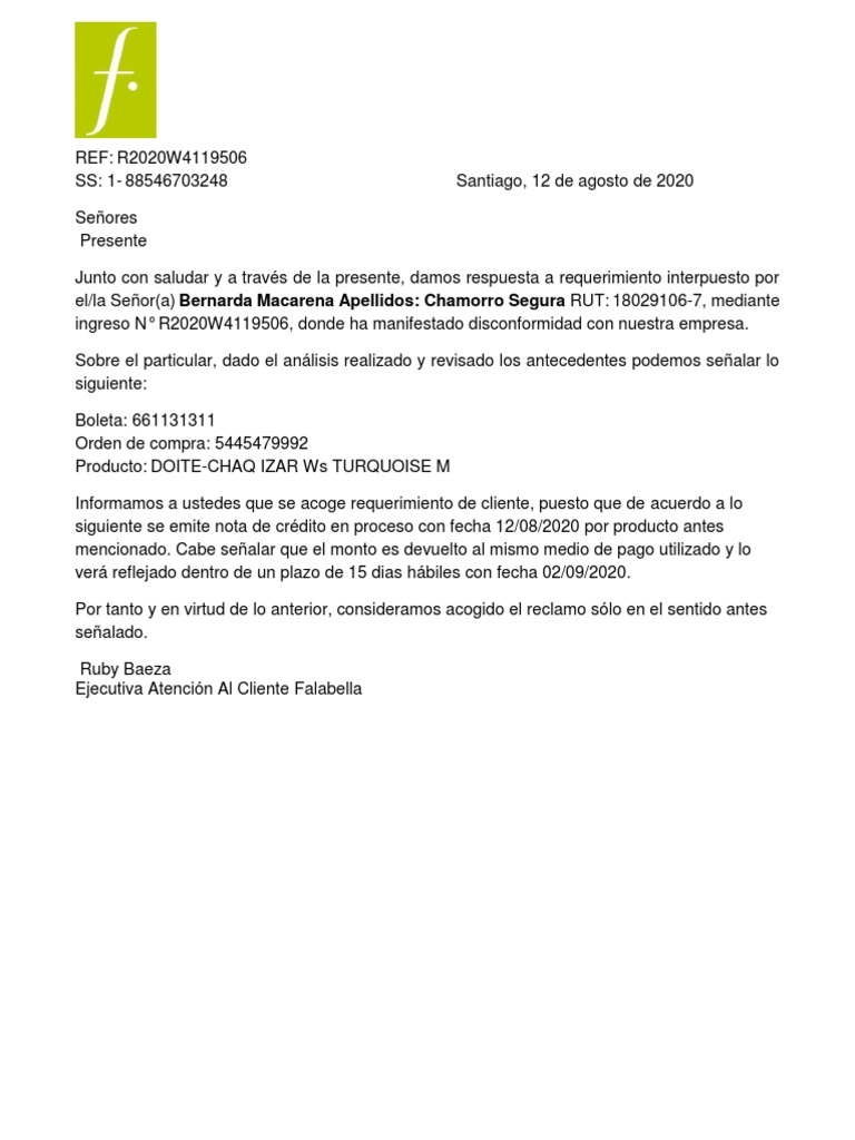 Respuesta Sernac | PDF