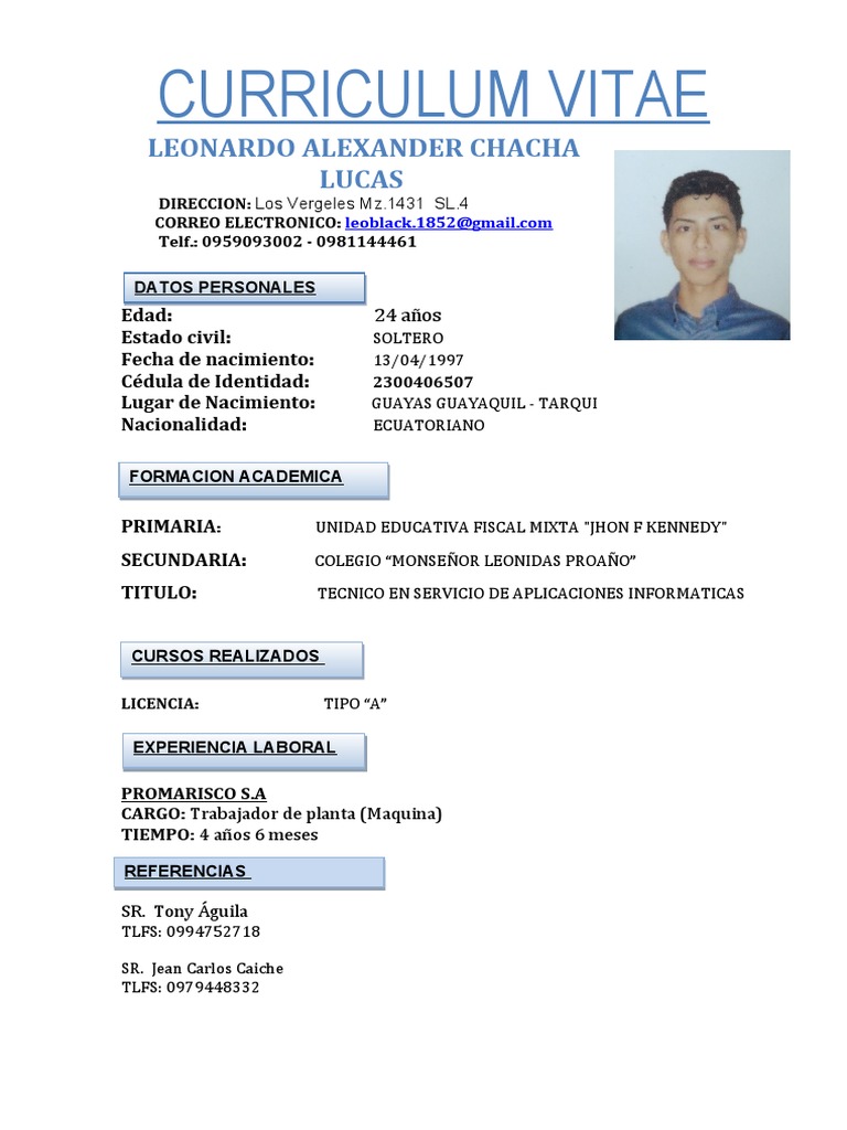 CURRICULUM VITAE CHACHA LUCAS | PDF
