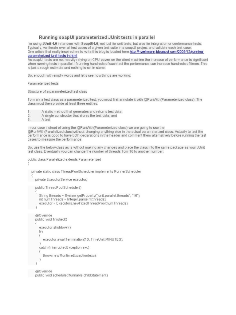 Running Soapui Parameterized Junit Tests In Parallel Pdf Unit Testing Information