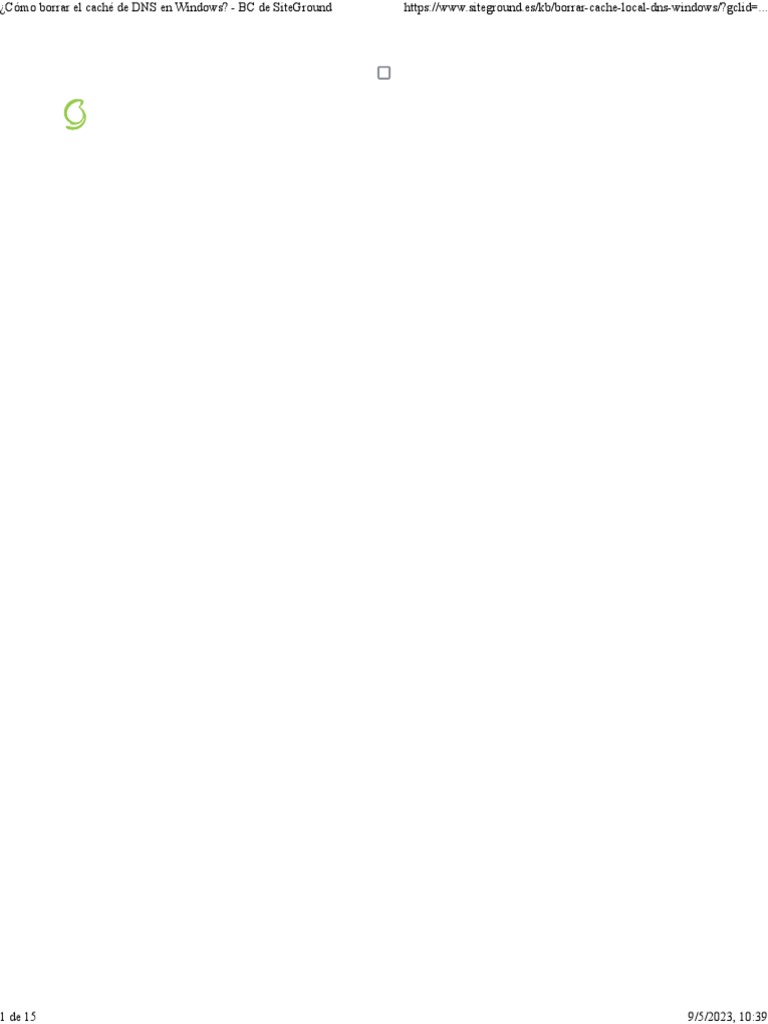 Cómo Borrar El Caché de DNS en Windows - BC de SiteGround - 09-05-2023 | PDF | sistema de ...