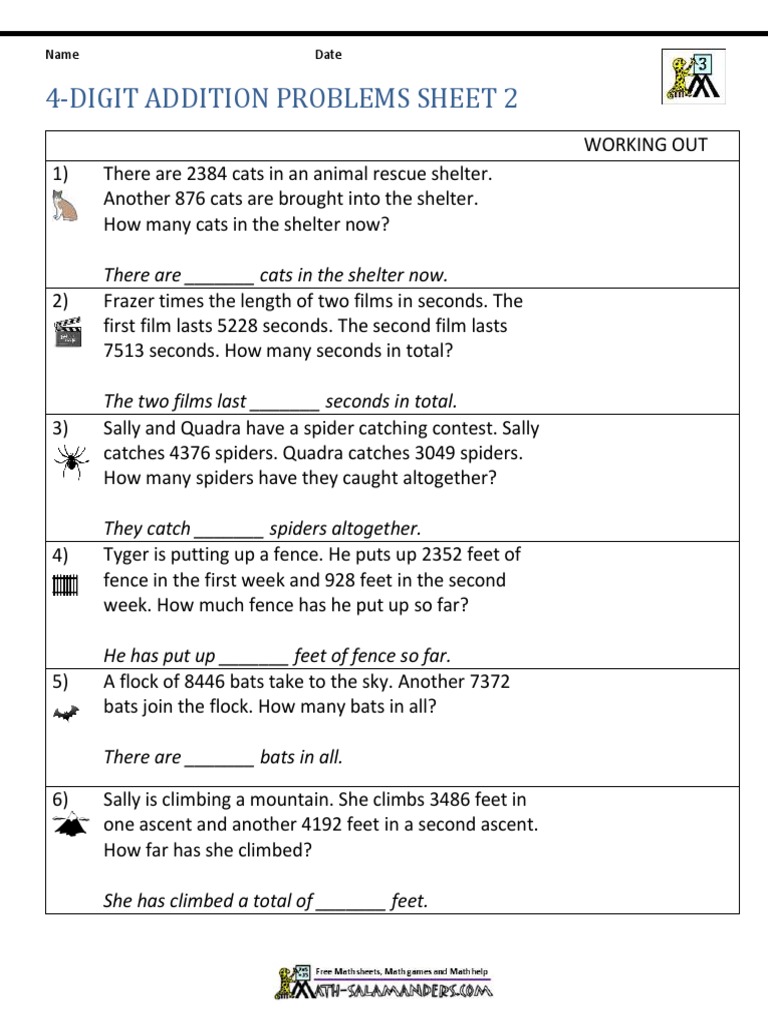 4 Digit Addition Word Problems 2 | PDF | Uci World Tour | Uci World Tour Races