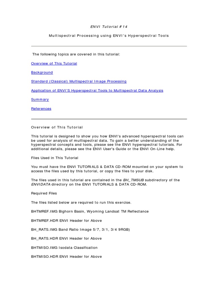 ENVI Tutorial 14 | PDF | Button (Computing) | Rgb Color Model
