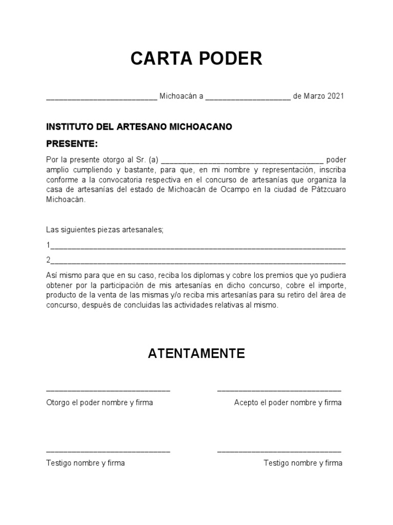 CARTA PODER Formato | PDF